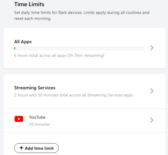 Set daily time limits for apps on the Bark Phone – Bark