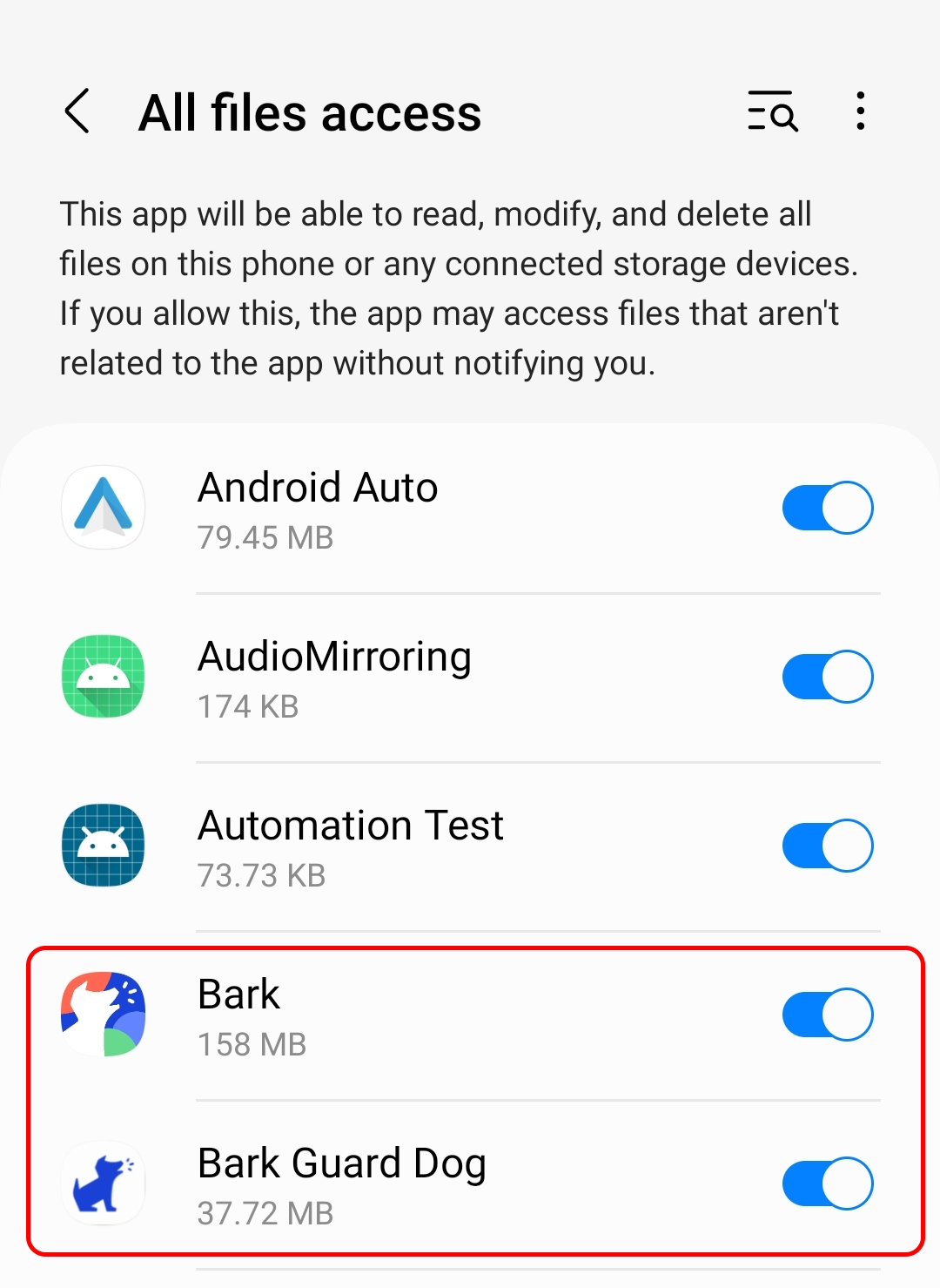 Storage access is disabled in Bark Phone – Bark