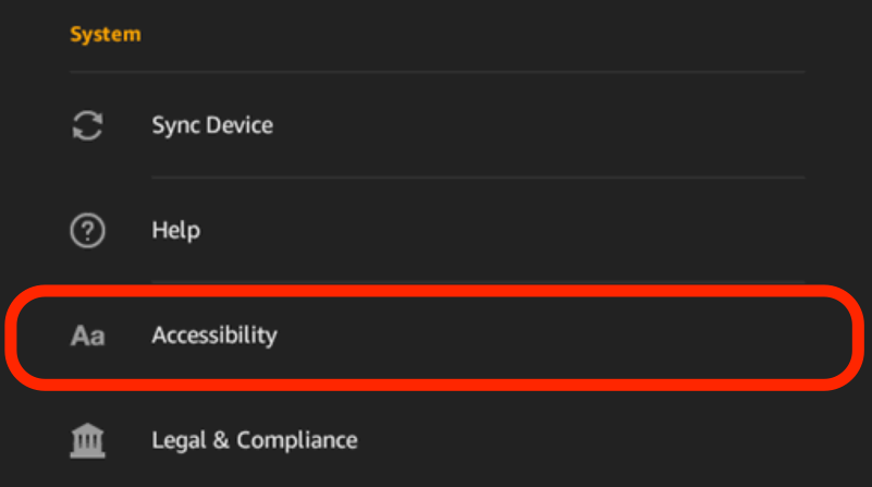 Accessibility Disabled in Amazon Fire – Bark